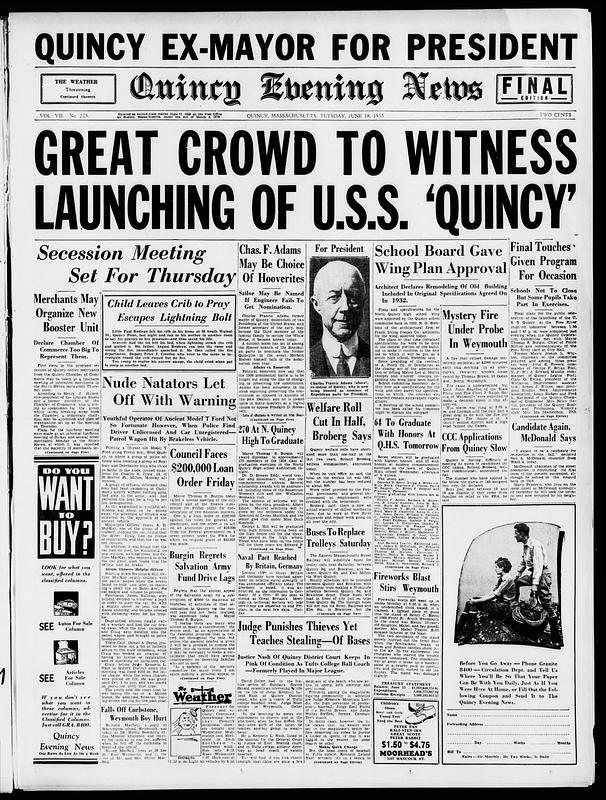 Quincy Evening News. June 18, 1935 - Digital Commonwealth
