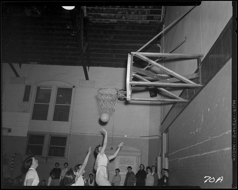 Women's basketball, layup - Digital Commonwealth