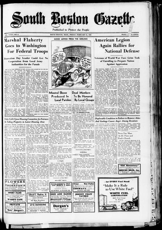 South Boston Gazette. February 21, 1941 - Digital Commonwealth