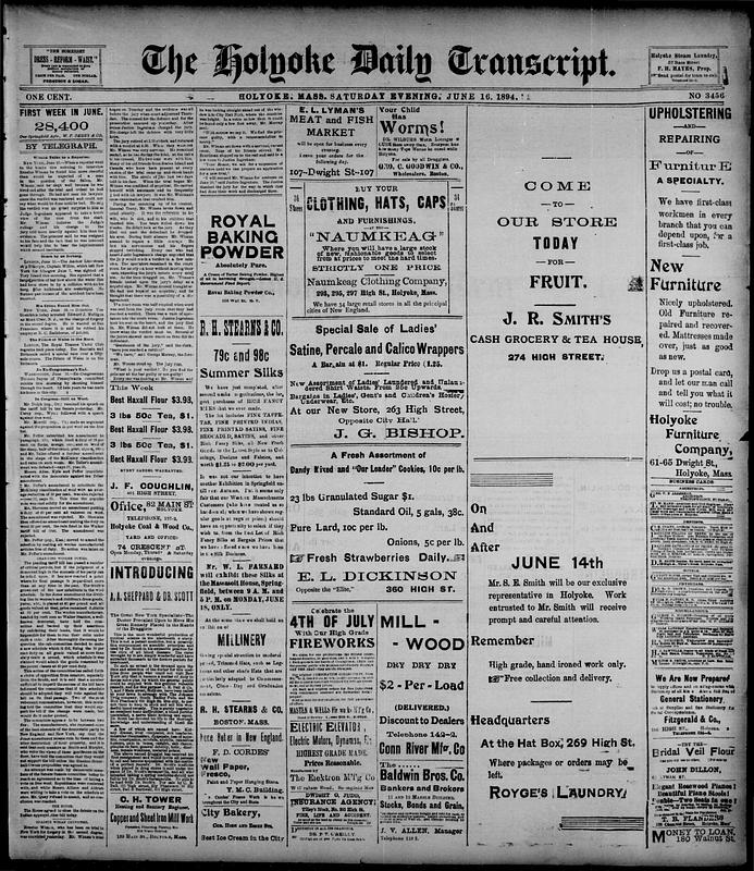 The Holyoke Daily Transcript. June 16, 1894 - Digital Commonwealth