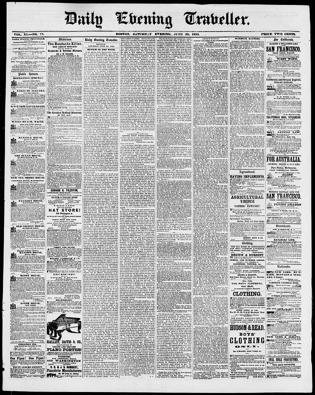 Daily Evening Traveller. June 30, 1855 - Digital Commonwealth