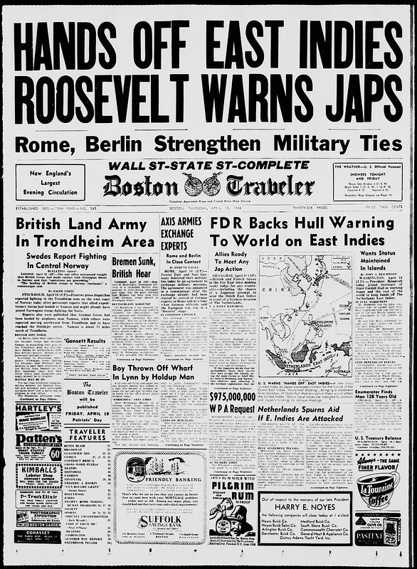 The Boston Traveler. April 18, 1940 - Digital Commonwealth