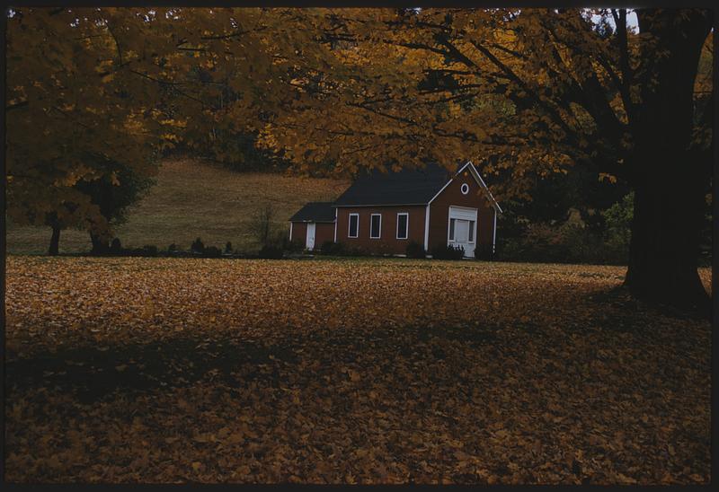 Country house and fall foliage - Digital Commonwealth