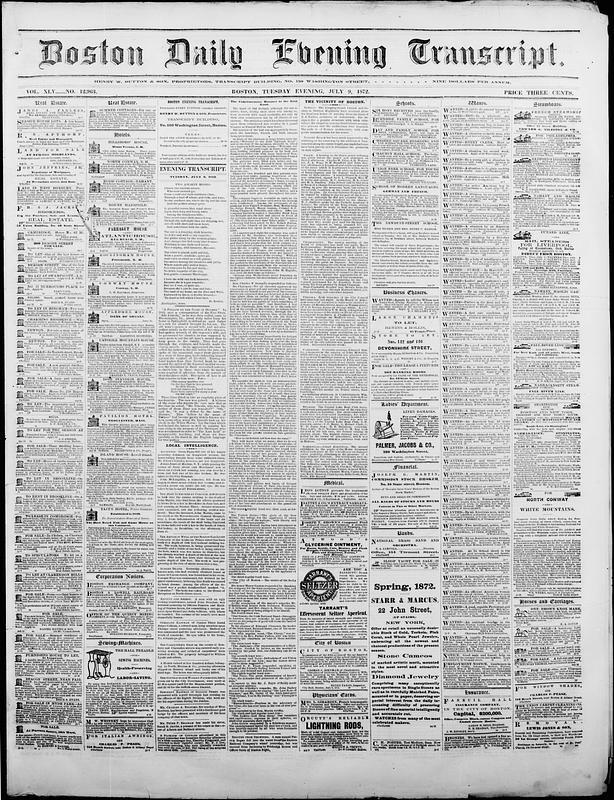 Boston Daily Evening Transcript. July 09, 1872 - Digital Commonwealth