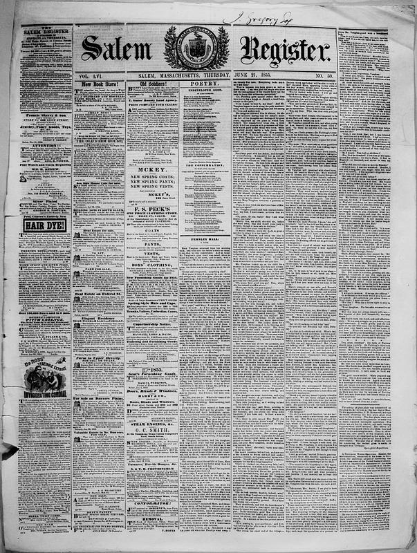 Salem Register. June 21, 1855 - Digital Commonwealth