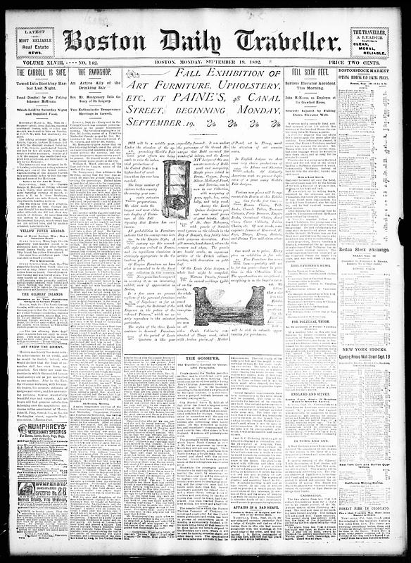 Boston Daily Traveller. September 19, 1892 - Digital Commonwealth