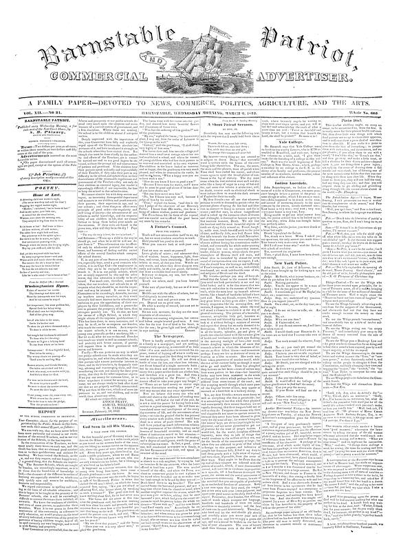 Barnstable Patriot, and Commercial Advertiser. March 02, 1842 - Digital ...