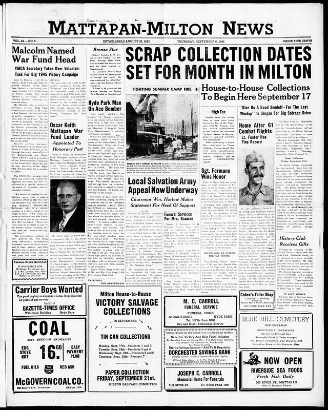 Mattapan-Milton News. September 06, 1945 - Digital Commonwealth
