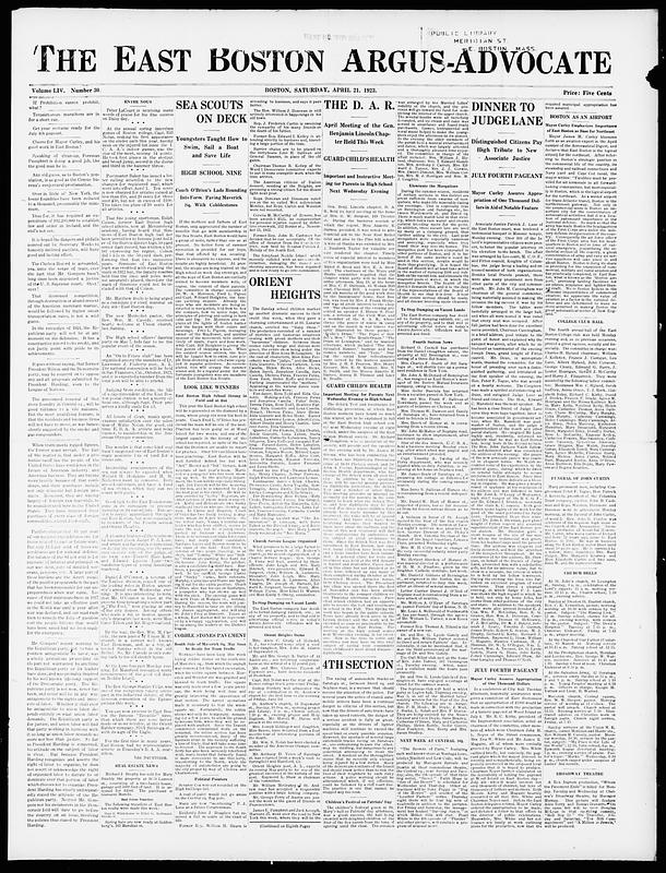 East Boston Argus-Advocate. April 21, 1923 - Digital Commonwealth