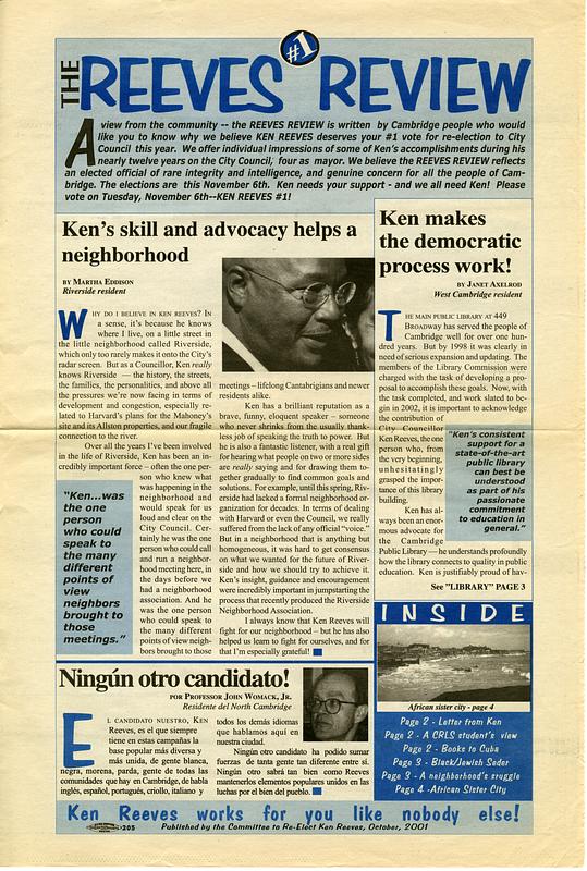 The Reeves Review, October 2001 - Digital Commonwealth