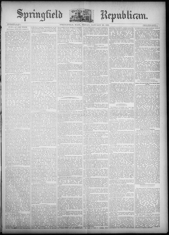 Springfield Weekly Republican. January 29, 1886 - Digital Commonwealth