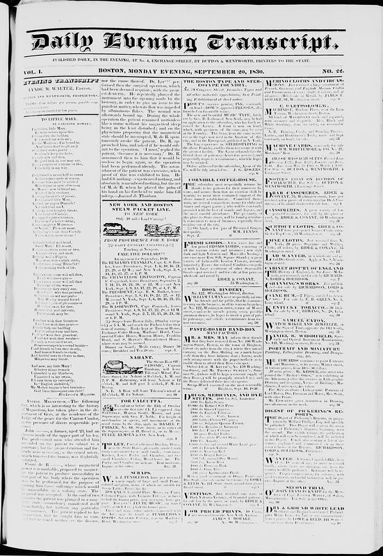 Daily Evening Transcript. September 20, 1830 - Digital Commonwealth