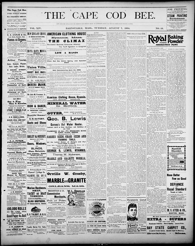 The Cape Cod Bee. August 07, 1894 - Digital Commonwealth