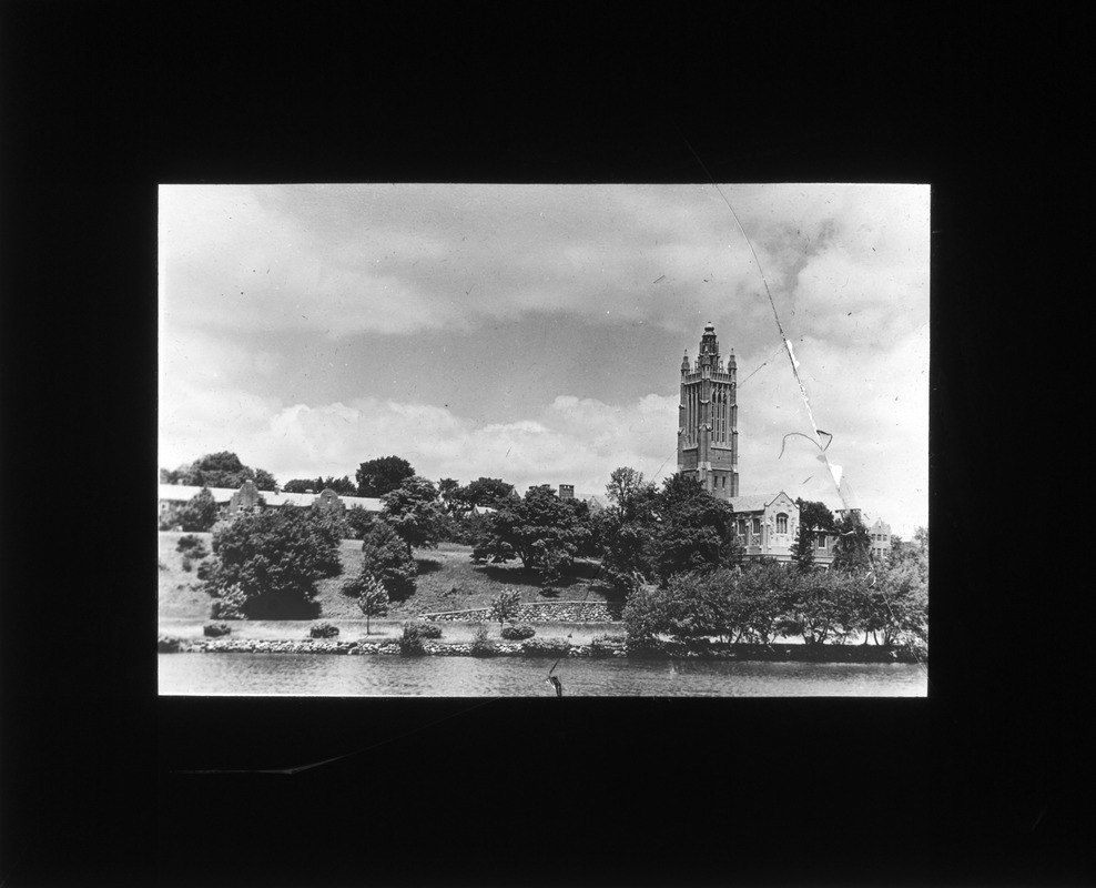 View of Howe Tower from Charles River - Digital Commonwealth