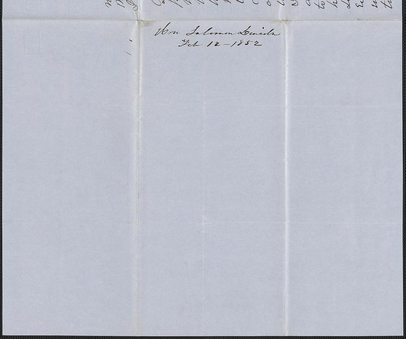 Solomon Lincoln to Samuel Warner, 12 February 1852 - Digital Commonwealth