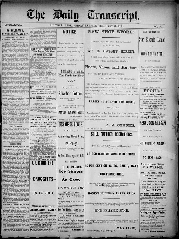 The Daily Transcript. February 27, 1885 - Digital Commonwealth