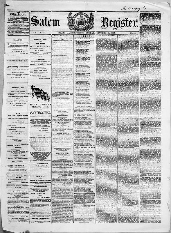 Salem Register. October 21, 1867 - Digital Commonwealth