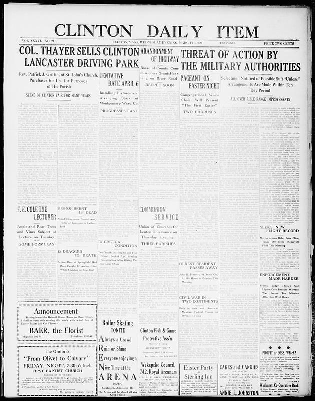 Clinton Daily Item. March 27, 1929 - Digital Commonwealth