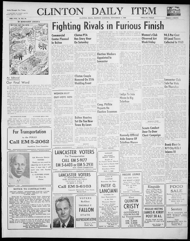 Clinton Daily Item. November 07, 1960 - Digital Commonwealth