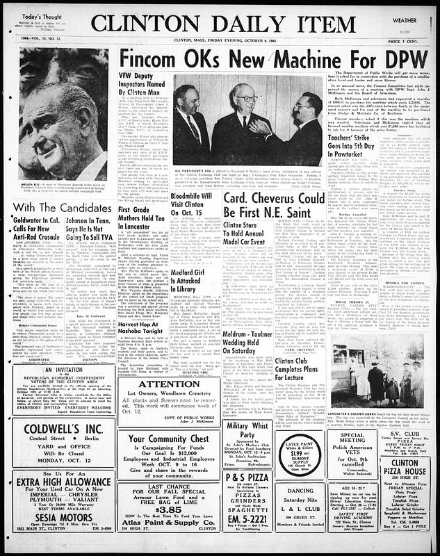 Clinton Daily Item. October 09, 1964 - Digital Commonwealth