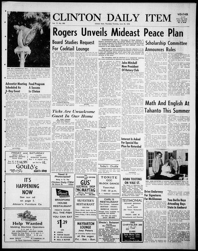 Clinton Daily Item. June 25, 1970 - Digital Commonwealth