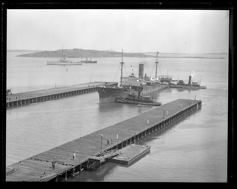 SS West Hika with tug boats, South Boston - Digital Commonwealth