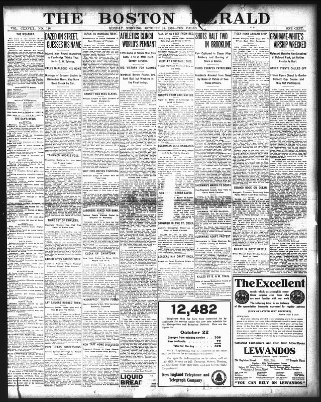 The Boston Herald. October 24, 1910 - Digital Commonwealth