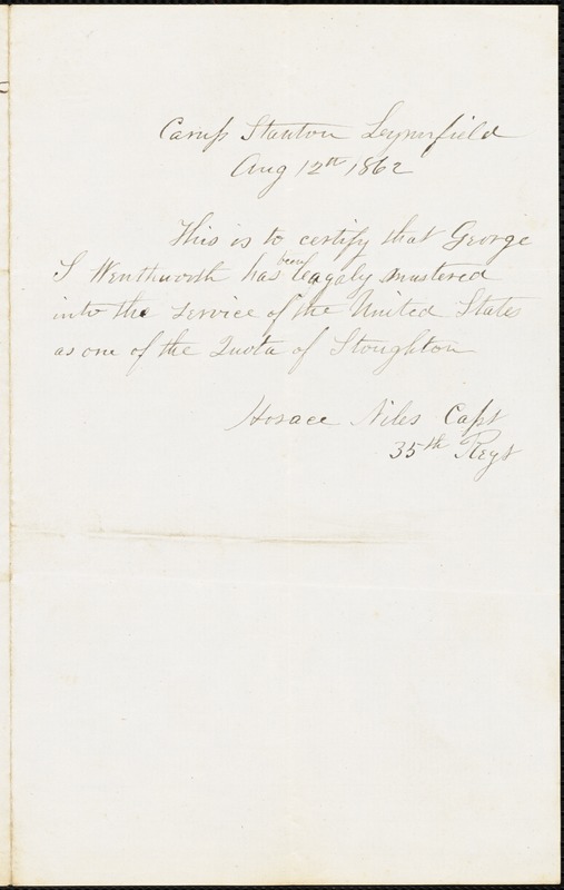 Civil War enlistment paper - Digital Commonwealth