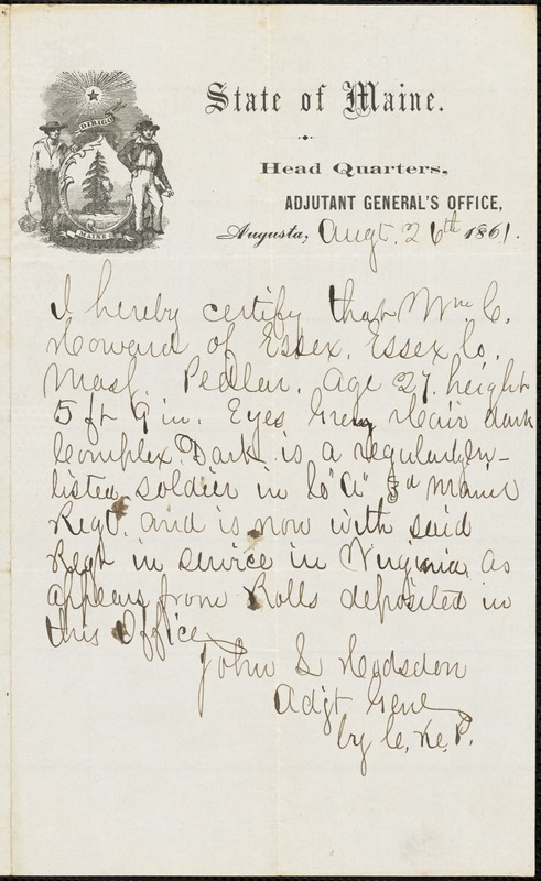 Civil War enlistment paper - Digital Commonwealth