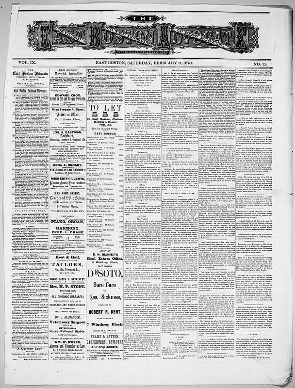 The East Boston Advocate. February 09, 1878 - Digital Commonwealth
