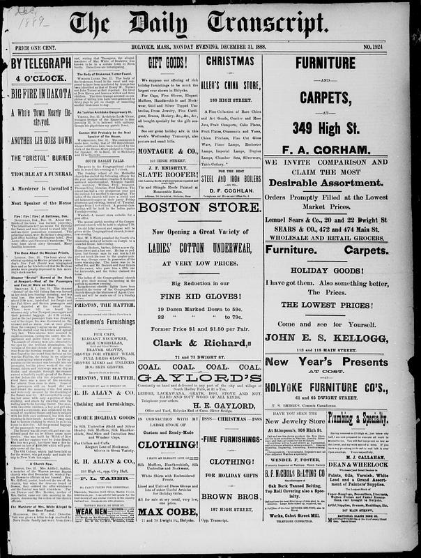 The Daily Transcript. December 31, 1888 - Digital Commonwealth