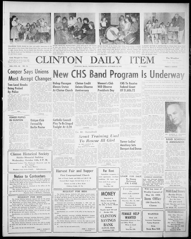 Clinton Daily Item. October 14, 1959 - Digital Commonwealth