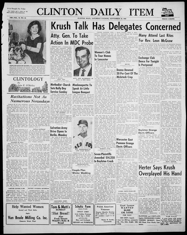 Clinton Daily Item. September 24, 1960 - Digital Commonwealth