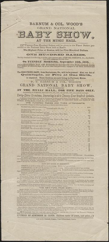 Barnum & Col. Wood's grand national baby show, at the Music Hall, on ...