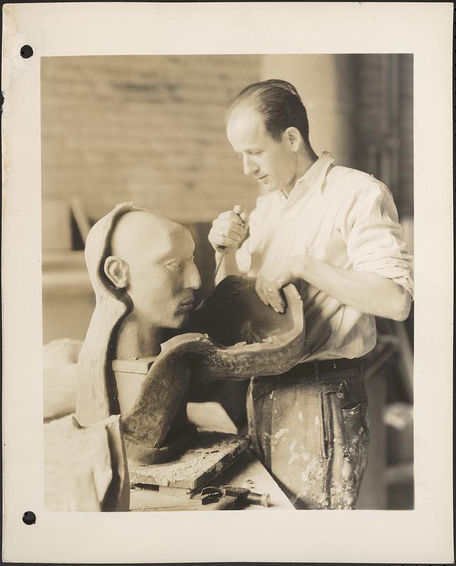 Robert Cecchini, steps in making of a plaster cast - Digital Commonwealth