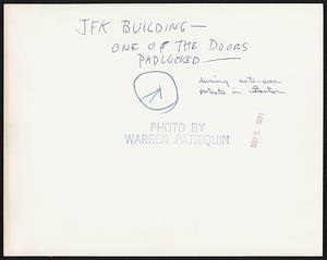 JFK Building- One of the Doors Padlocked- during anti-war protests in ...