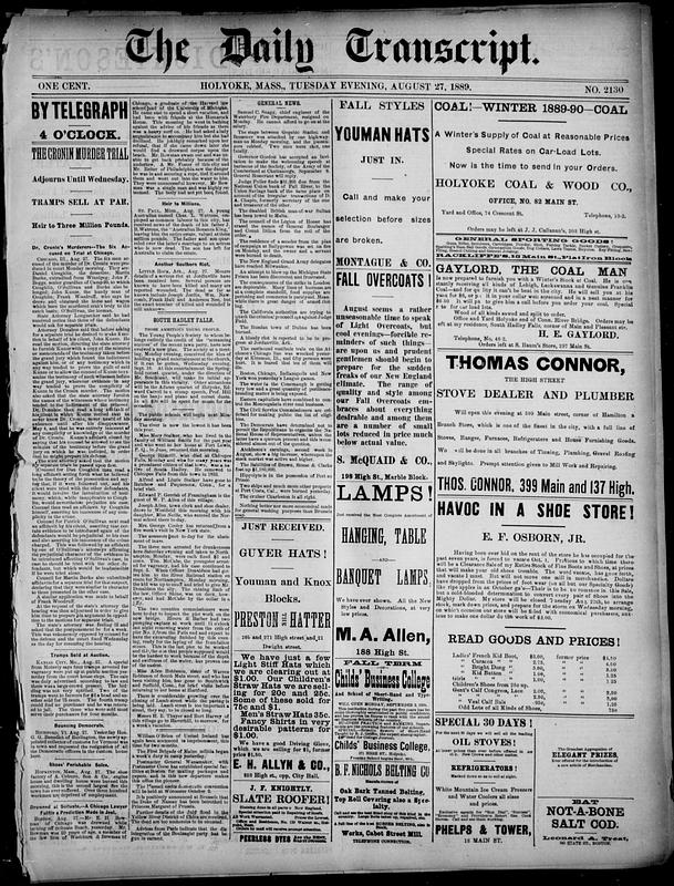 The Daily Transcript. August 27, 1889 - Digital Commonwealth