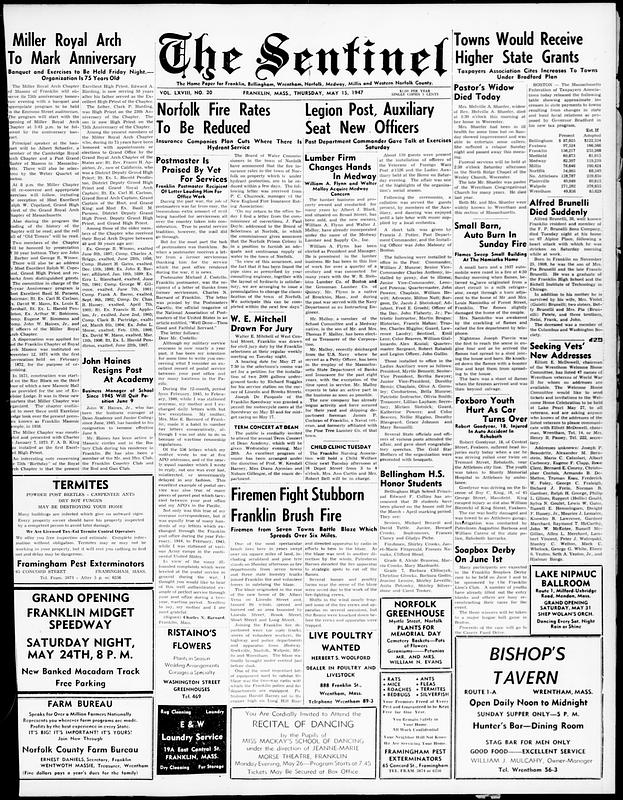 The Franklin Sentinel. May 15, 1947 - Digital Commonwealth