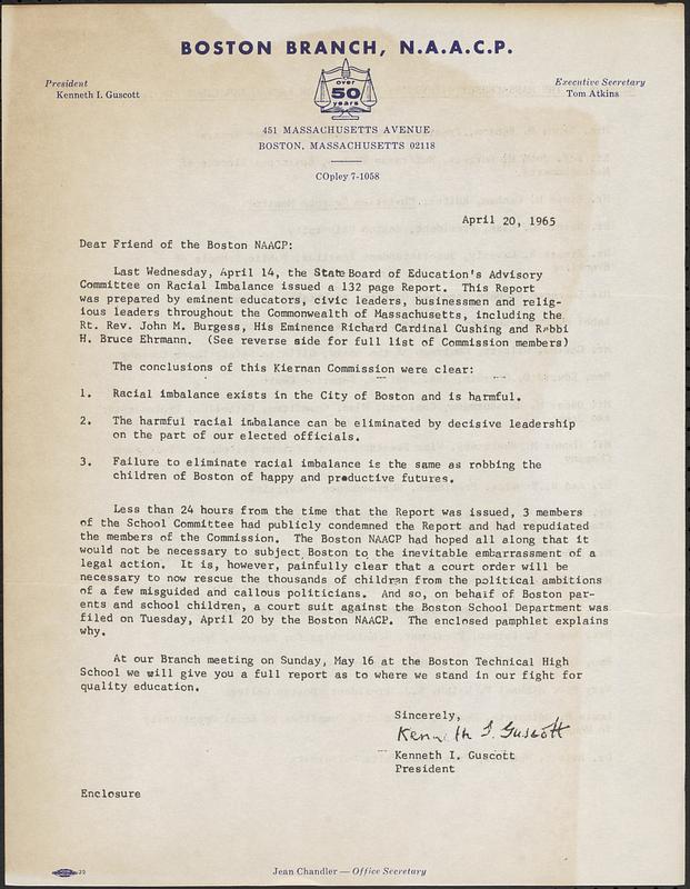Letter from President of NAACP Boston Branch - Digital Commonwealth