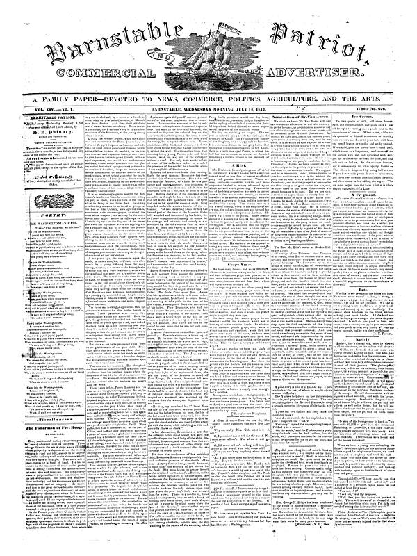 Barnstable Patriot, and Commercial Advertiser. July 12, 1843 - Digital ...