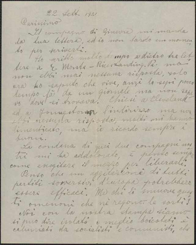 Prometeo autograph letter signed to Emilio Coda, Zurich, Switzerland ...