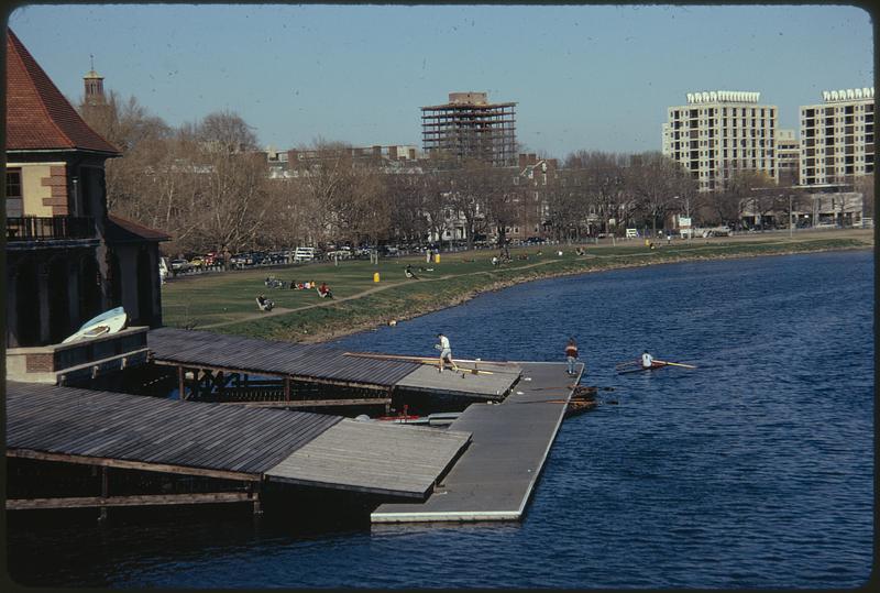 Charles River upper basin at Harvard Univ. area from Anderson Bridge ...