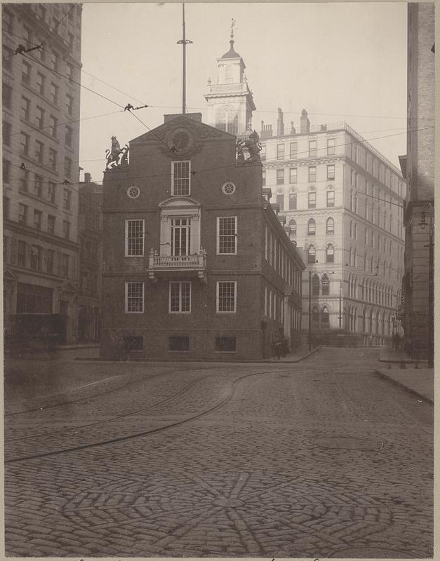 Old State House, Boston, Massachusetts, showing site of Boston Massacre ...