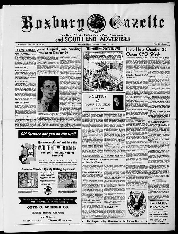 Roxbury Gazette and South End Advertiser. October 15, 1959 - Digital ...