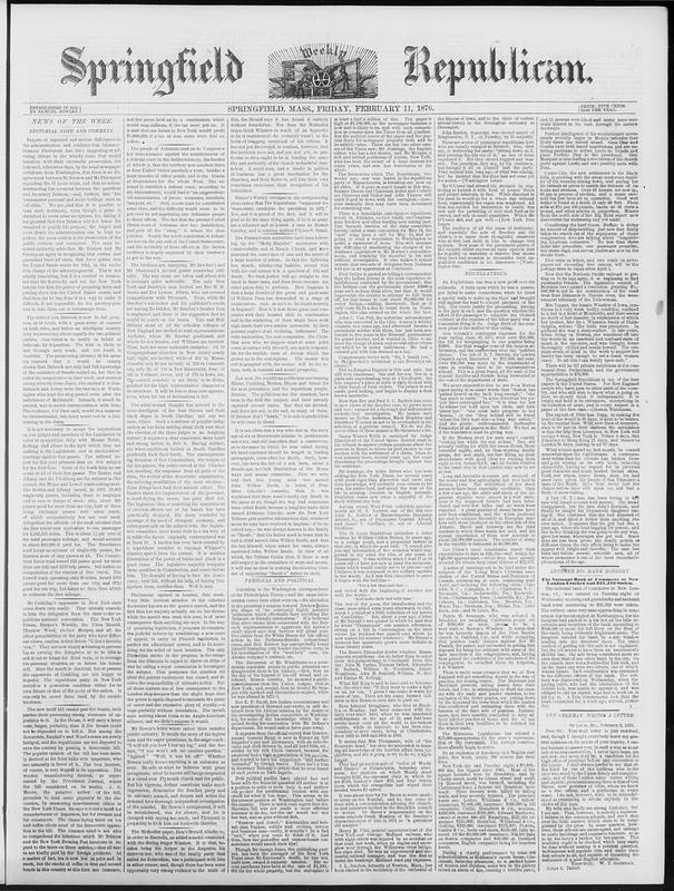 Springfield Weekly Republican. February 11, 1876 - Digital Commonwealth