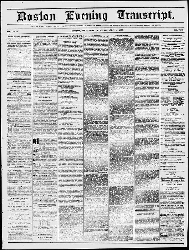 Boston Evening Transcript. April 04, 1855 - Digital Commonwealth