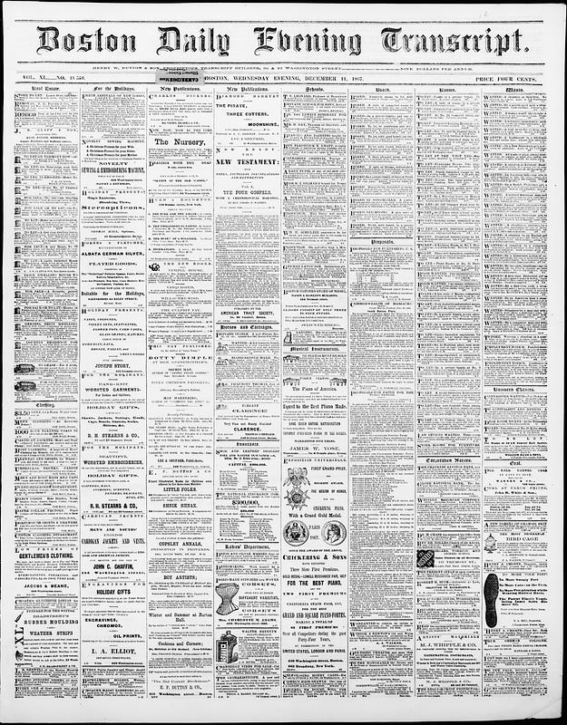 Boston Daily Evening Transcript. December 11, 1867 - Digital Commonwealth