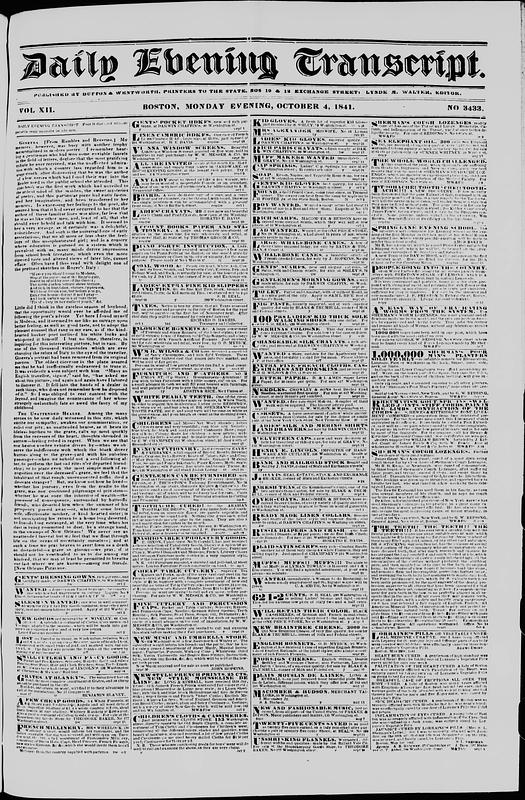 Daily Evening Transcript. October 04, 1841 - Digital Commonwealth