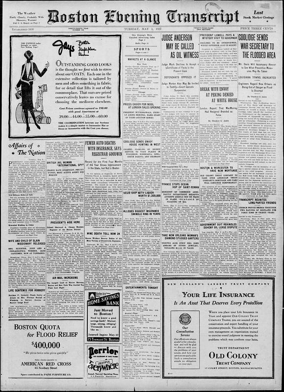 Boston Evening Transcript. May 03, 1927 - Digital Commonwealth