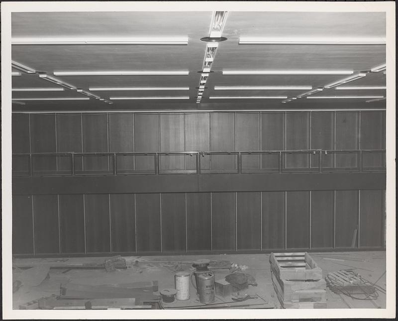 Construction of Boylston Building, Boston Public Library, wood paneling ...